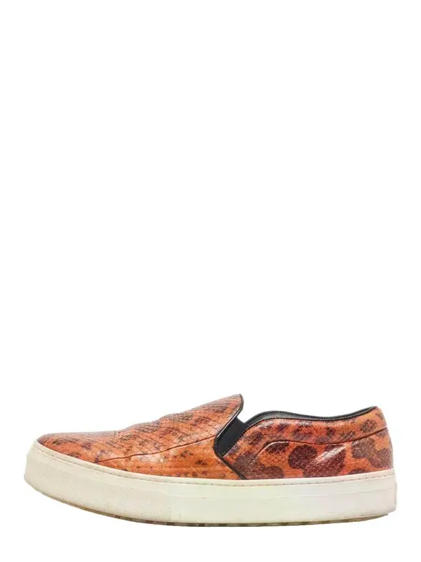 Celine Snakeskin Leather Slip-on Sneakers - Orange