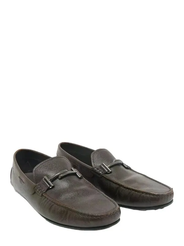 TOD'S Double T Leather Loafers - Brown
