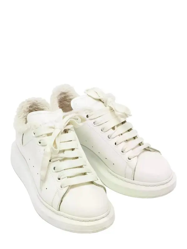Alexander McQueen Leather Shearling Sneakers - White