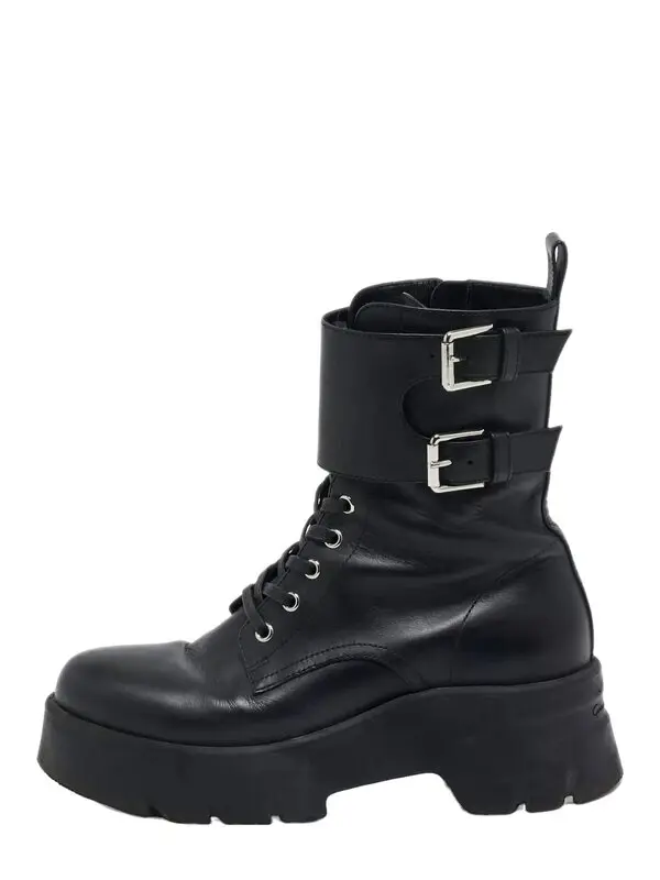GIANVITO ROSSI Leather Combat Boots - Black