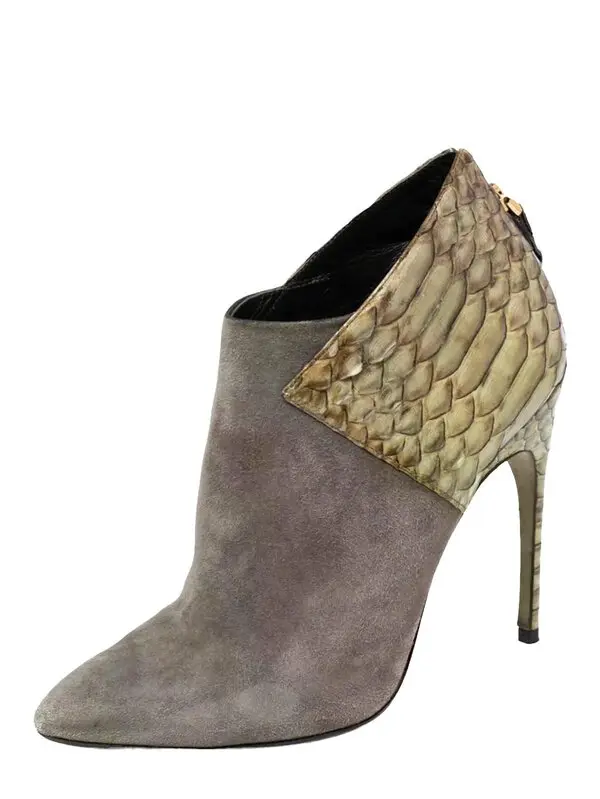 SERGIO ROSSI VINTAGE 115mm Suede Python Bootie - Green