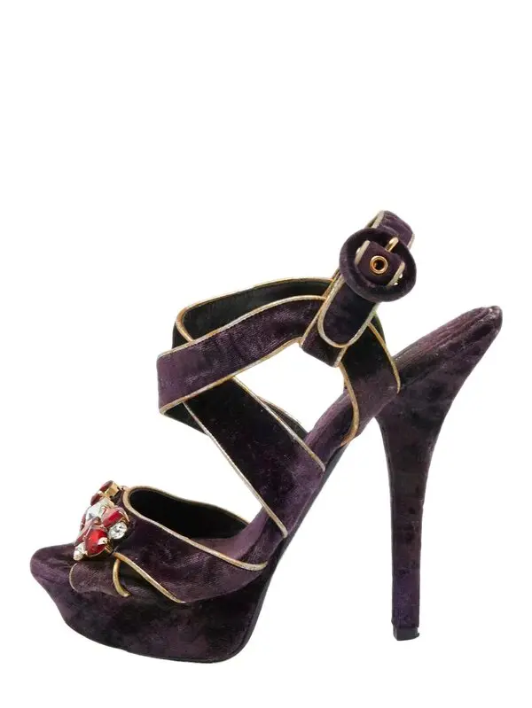 Dolce & Gabbana 140mm Leather Jewel-detail Sandals - Purple
