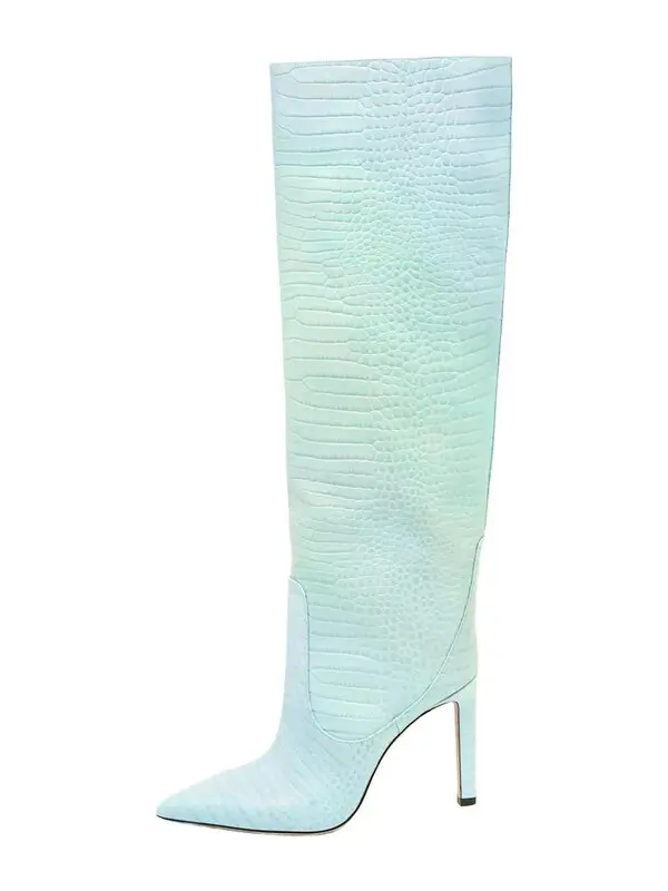 JIMMY CHOO 110mm Crocodile-effect Leather Boots - Blue