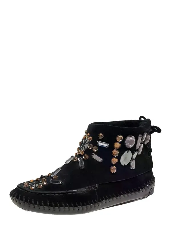 Tory Burch Embellished Suede Boots - Black