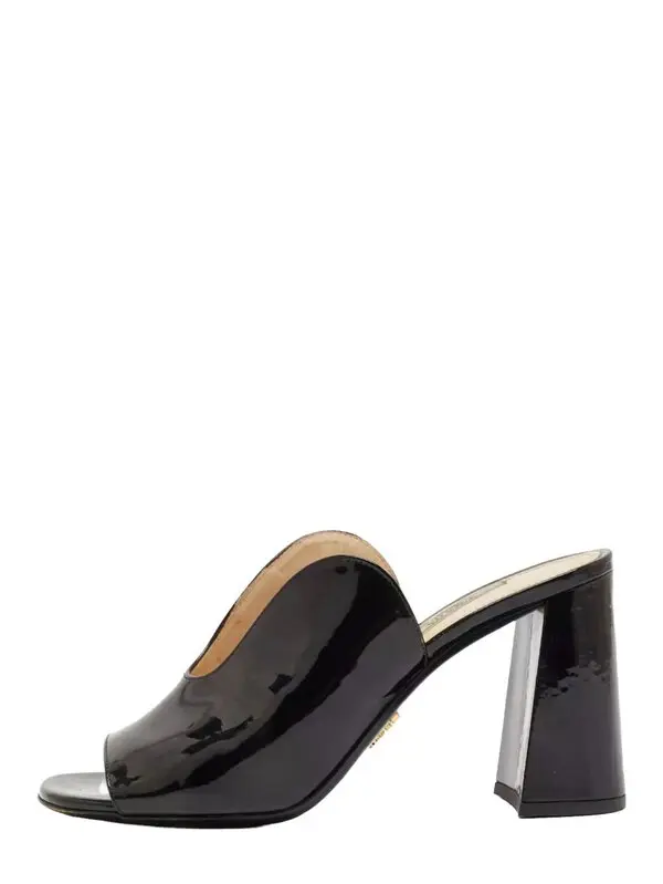 Prada 70mm Leather Heeled Mules - Black
