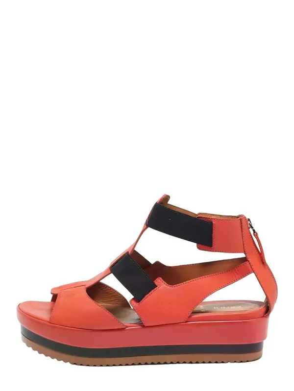 Fendi Platform Leather Sandals - Red