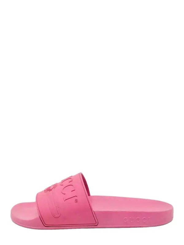 Gucci Logo-embossed Rubber Slides - Pink