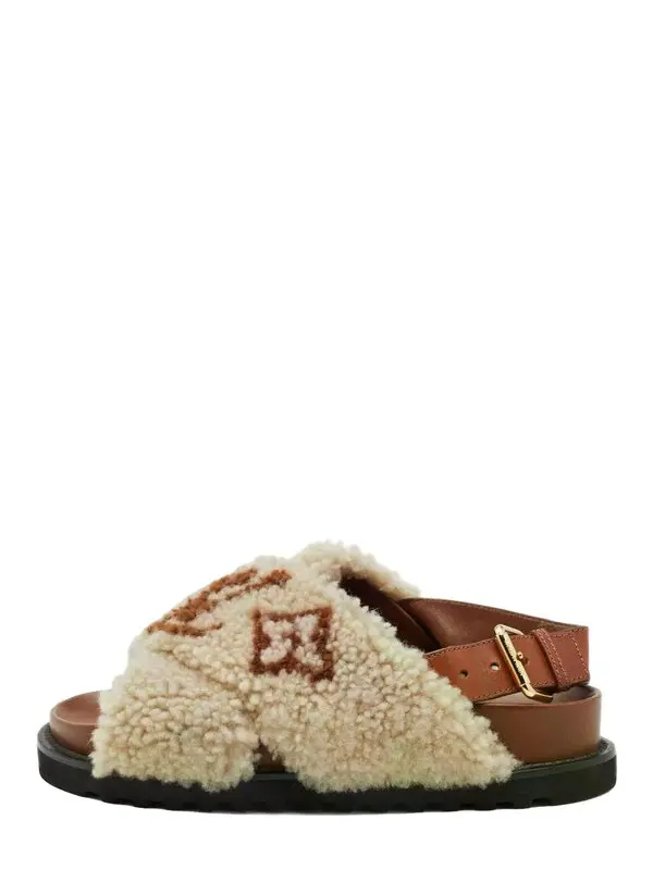 LOUIS VUITTON Shearling Paseo Mules - Brown