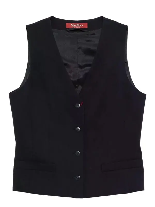 Max Mara Buttoned V-neck Gilet - Blue