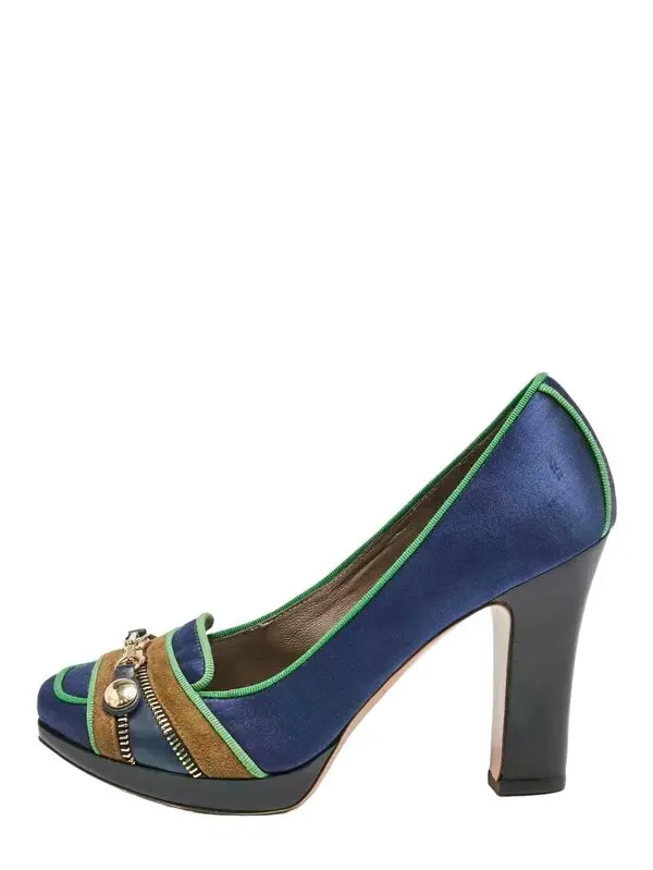 Etro 110mm Satin Zipper Pumps - Blue