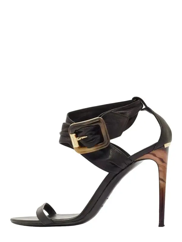 Burberry 100mm Buckled Leather Heeled Sandals - Brown