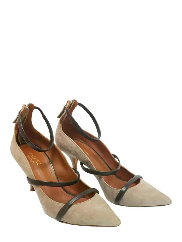 MALONE SOULIERS Robyn Suede Ankle-strap Pumps - Neutrals