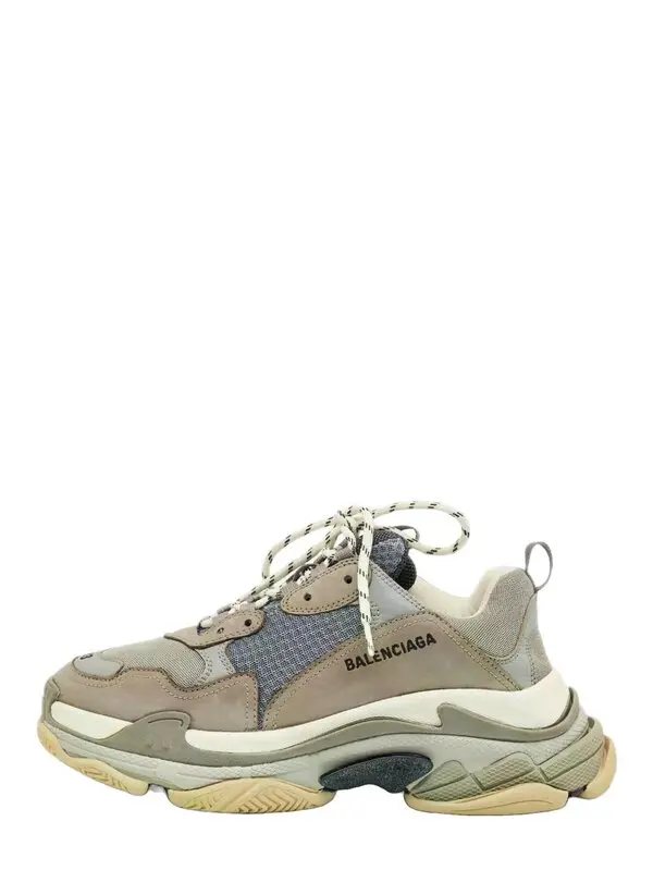 Balenciaga Triple S Leather-panel Sneakers - Grey