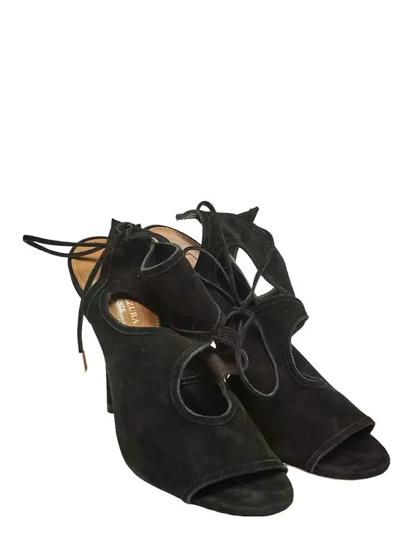 AQUAZZURA Cut-out Suede Sandals - Black