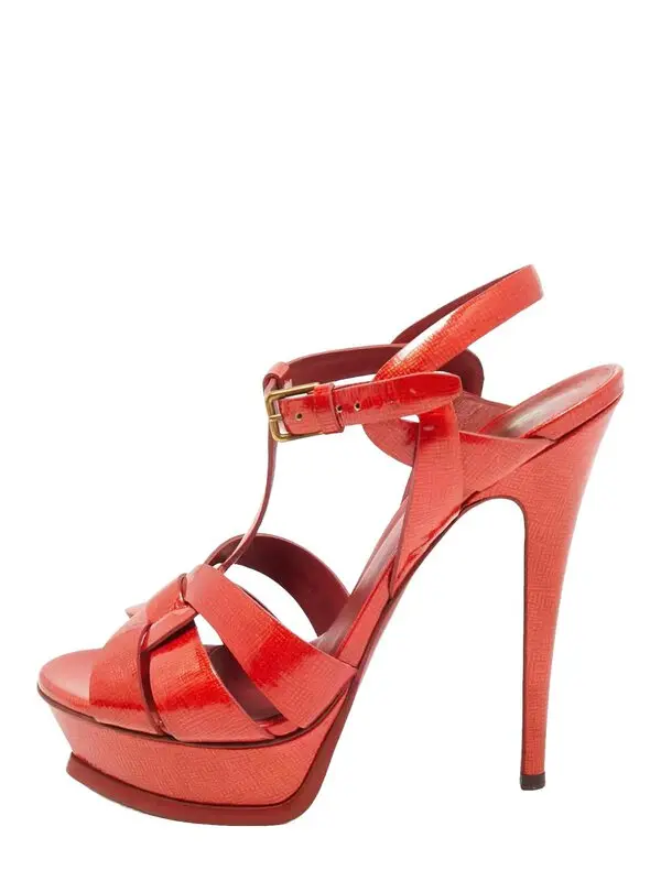 Saint Laurent Tribute Woven Platform Sandals - Red