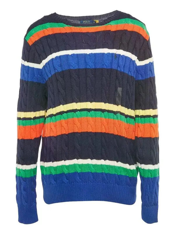 Polo Ralph Lauren Cable-knit Striped Sweater - Blue