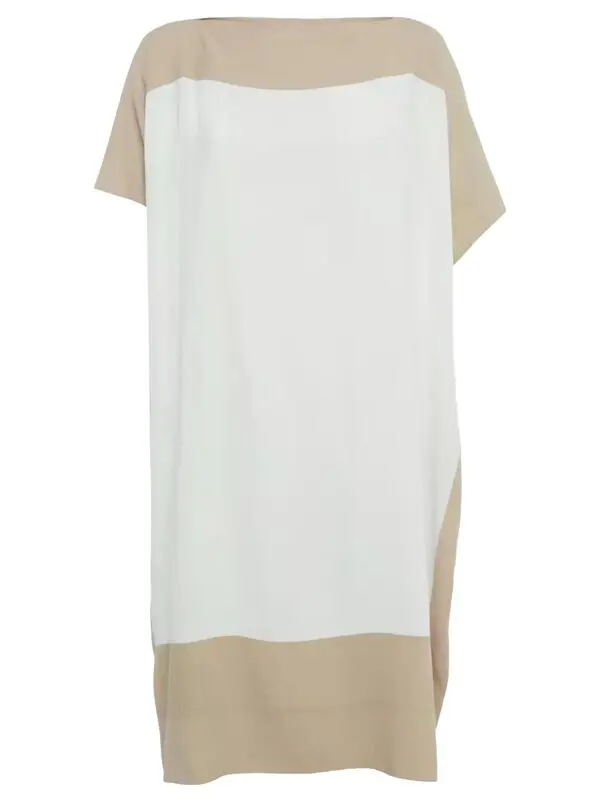 Dior Crepe Colorblock Dress - White
