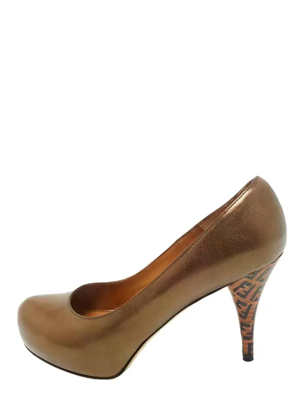 Fendi Ff-platform Heeled Pumps - Brown