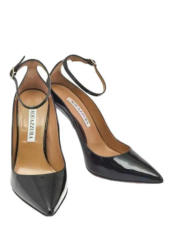 AQUAZZURA Love Affair Pointed-toe Patent-leather Pumps - Black