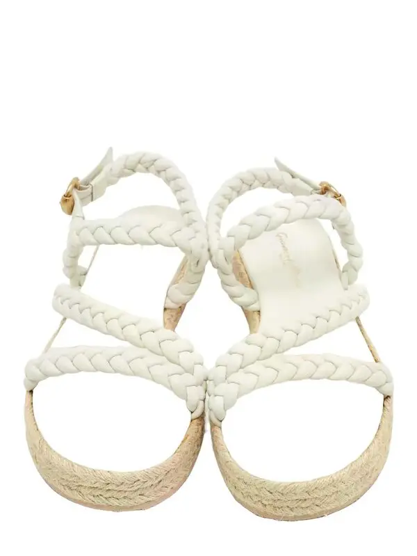 GIANVITO ROSSI Braided Leather Platform Espadrilles - White