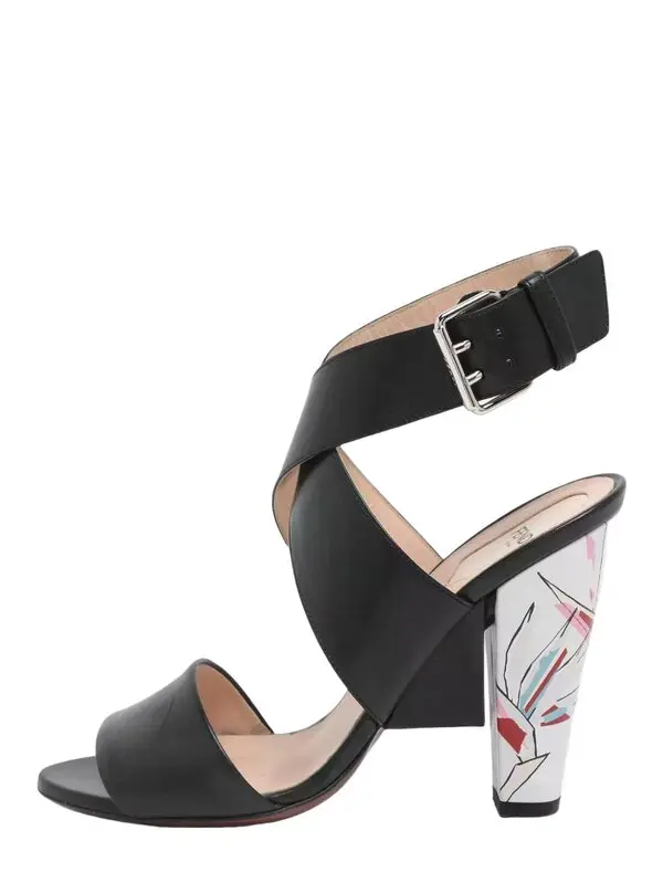 Fendi Birds Of Paradise Ankle-strap Leather Heels - Black