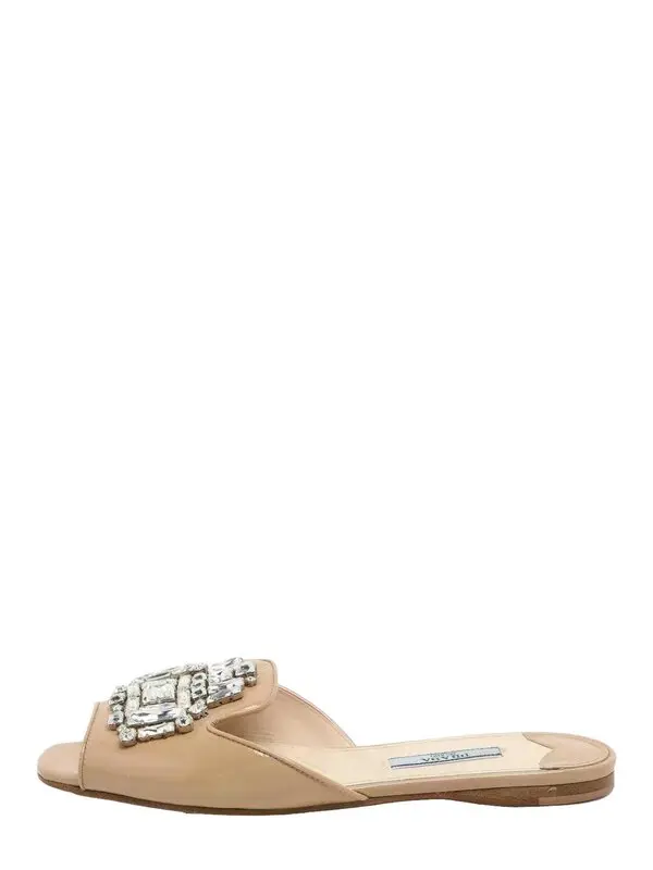 Prada Crystal-embellished Leather Sandals - Neutrals