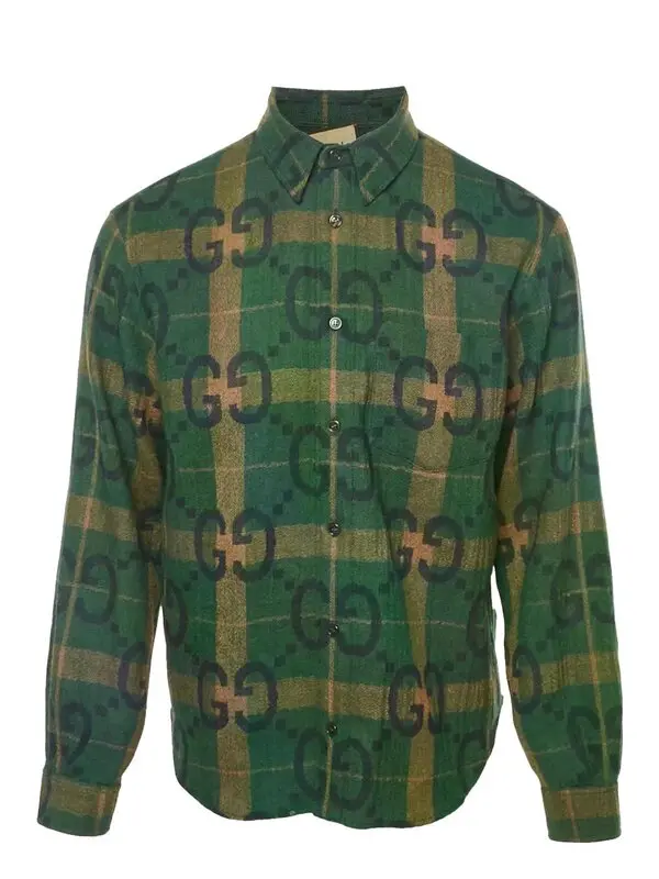 Gucci Jumbo Gg-motif Shirt - Green