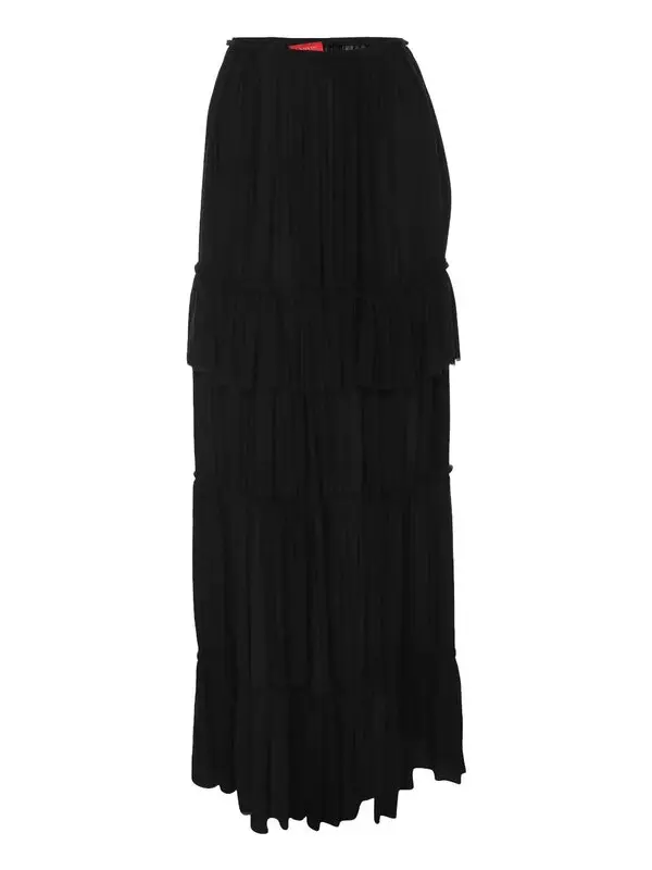 LANVIN Layered Ruffled Silk Maxi Skirt - Black