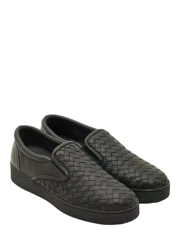 Bottega Veneta Woven Leather Sneakers - Black