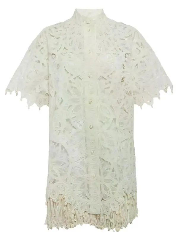 Zimmermann Silk Lace Cut-out Mini Dress - Neutrals