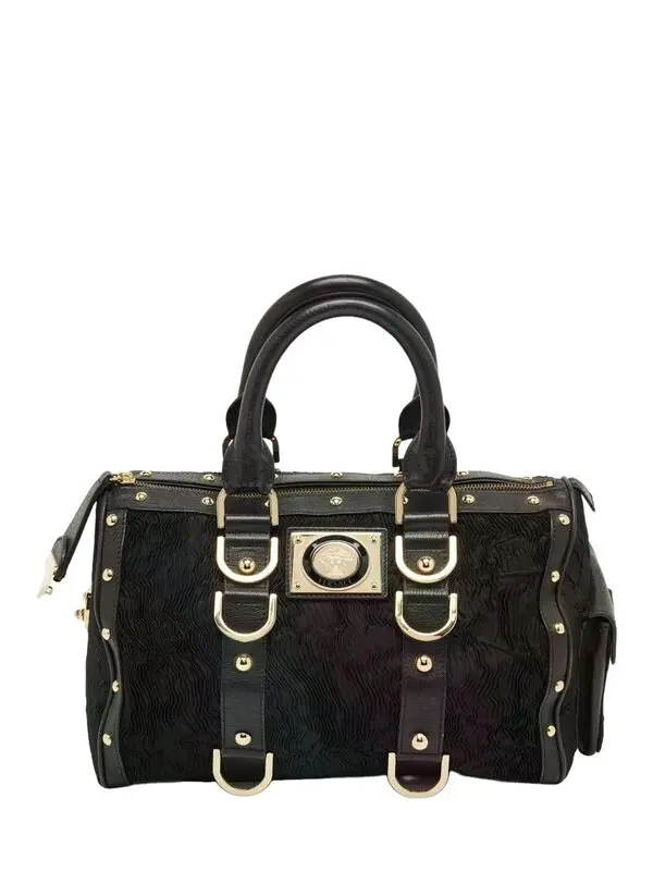 Versace Plisse Leather Satchel - Black