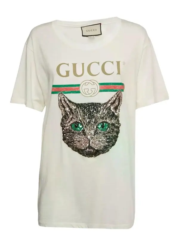 Gucci Appliqué-jewelled T-shirt - Neutrals