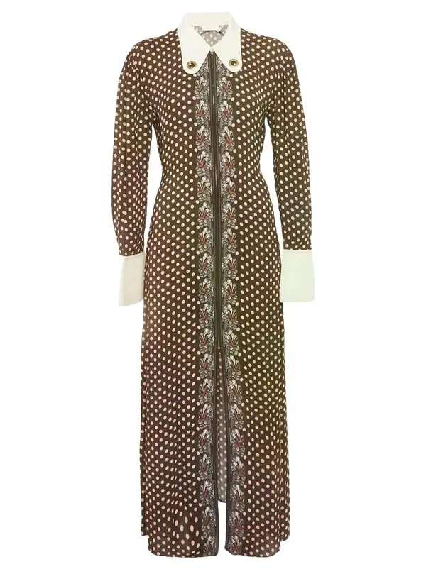 Chloé Polka-dot Crepe Midi Dress - Brown