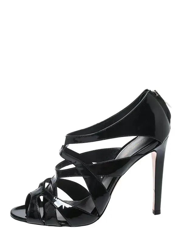 GIANVITO ROSSI 105mm Patent Leather Cage Sandals - Black