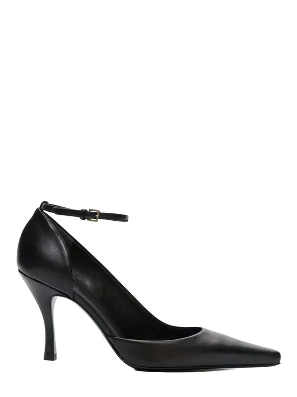 Loulou De Saison 85mm Carllas Asymmetric Ankle Strap Pumps - Black