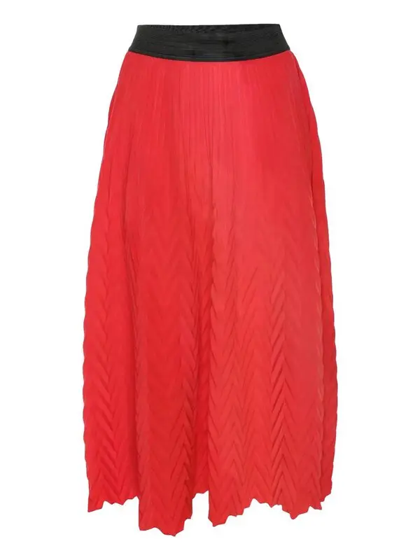 Maje Pleated Midi Skirt - Red