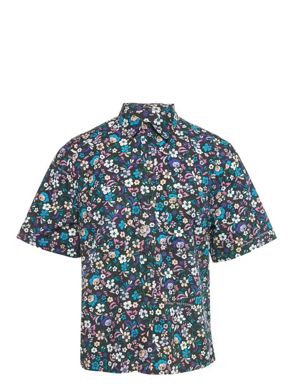 Off-White Floral Cotton Shirt - Blue