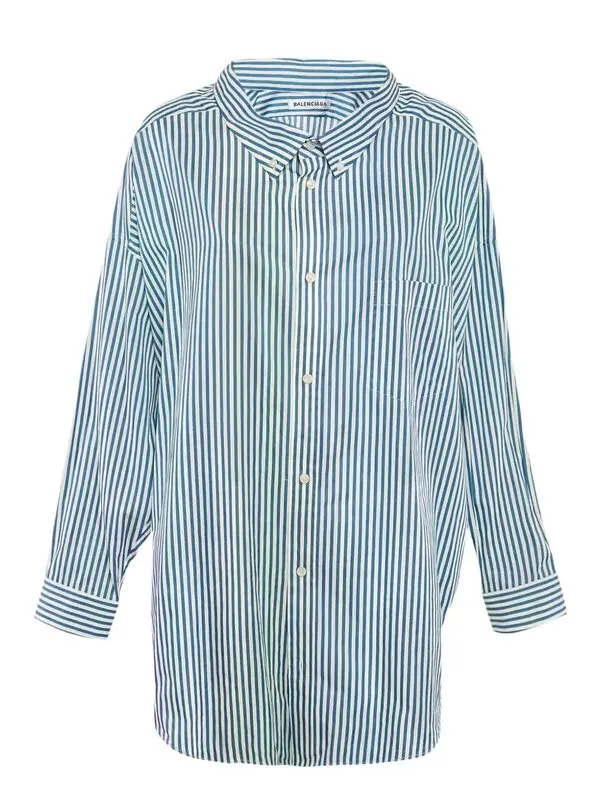 Balenciaga Striped Cotton Shirt - Blue