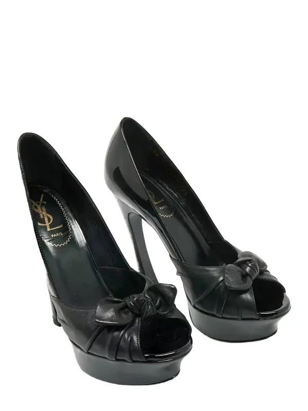 Saint Laurent Palais B Platform Peep-toe Pumps - Black