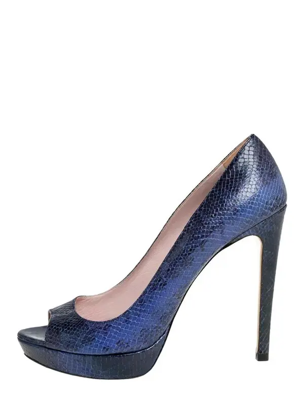 Miu Miu 125mm Python Embossed Leather Pumps - Blue