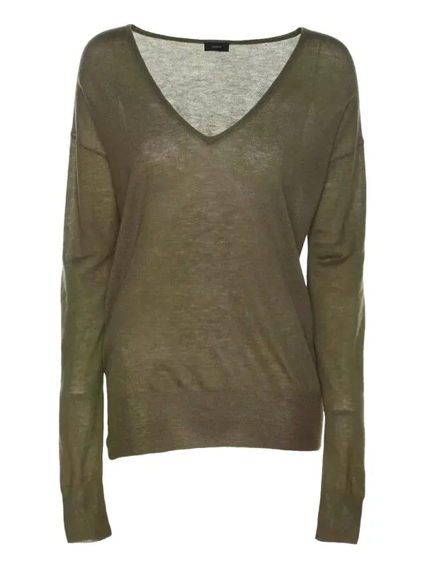 JOSEPH V-neck Cashmere Sweater - Green