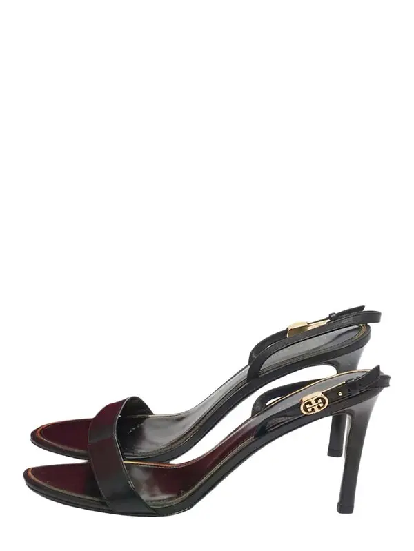 Tory Burch Double T Leather Slingback Sandals - Black