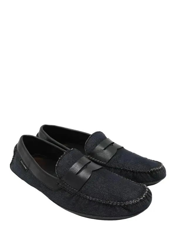Dolce & Gabbana Denim And Leather Loafers - Blue