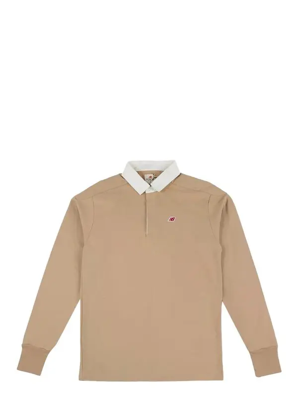 NEW BALANCE Ribbed Cuffs Cotton Polo Shirt - Brown