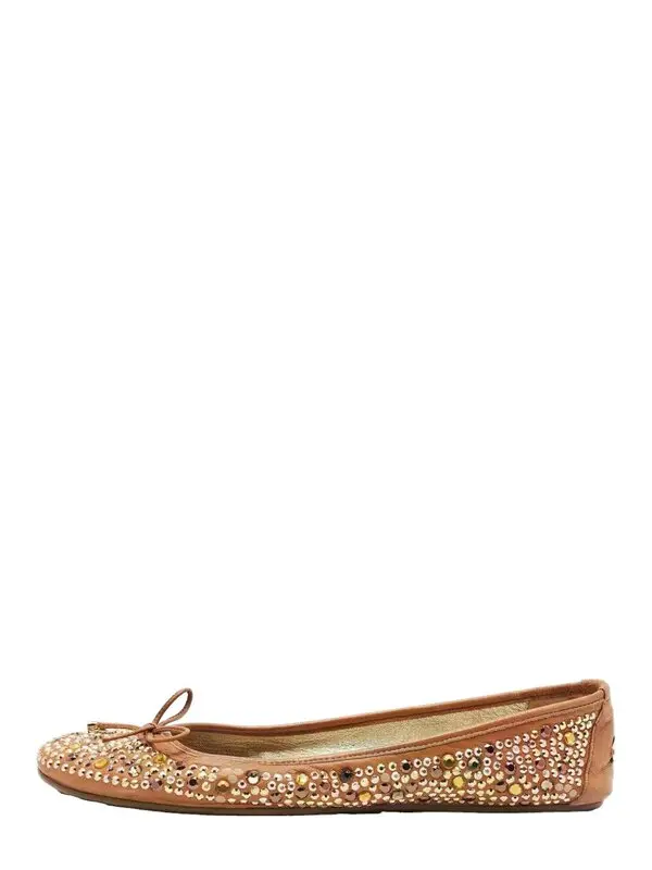 JIMMY CHOO Crystal Bow Ballet Flats - Brown