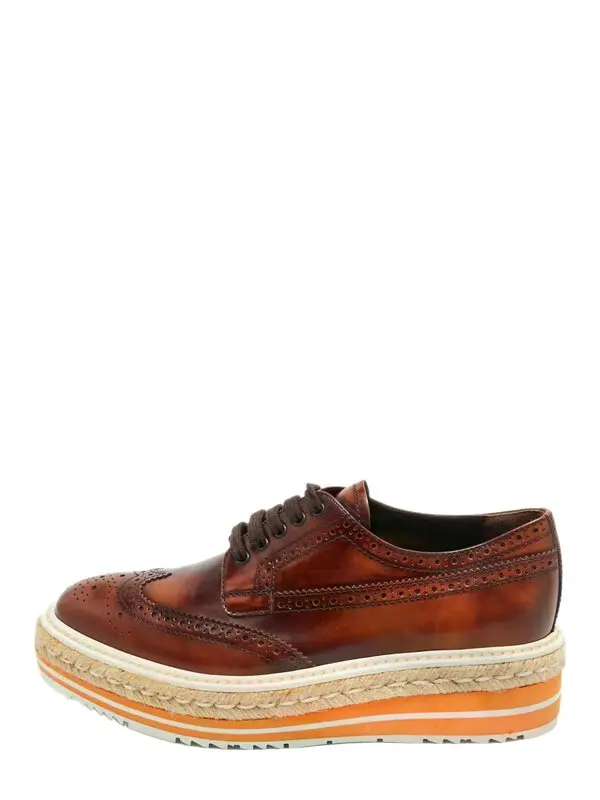 Prada Lace-up Leather Oxford Shoes - Brown