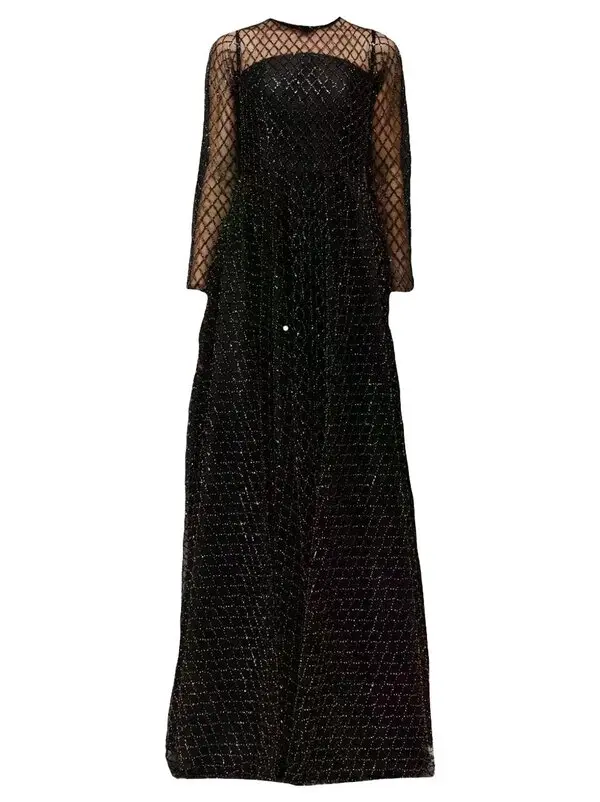 THA SEEN Beaded Embellishment Maxi Dress - Black