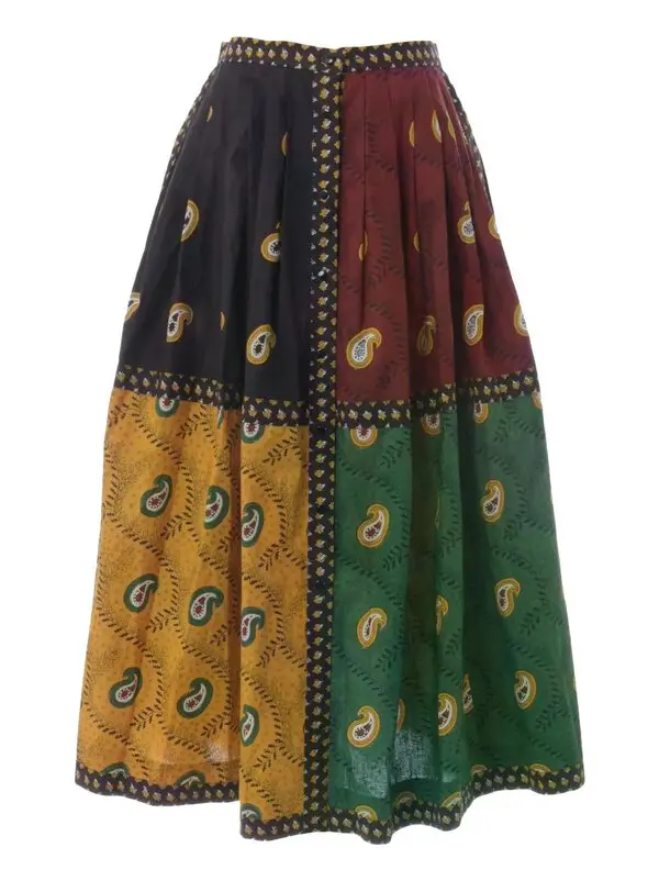 SOULEIADO Patterned Button Midi Skirt - Green