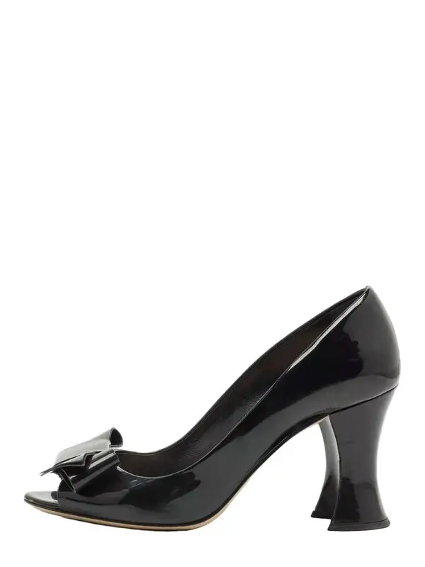 Miu Miu Bow Patent-leather Pumps - Black