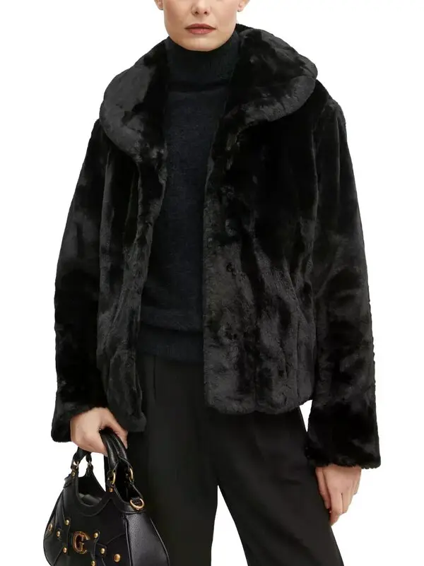 Guess Shawl-collar Faux-fur Jacket - Black